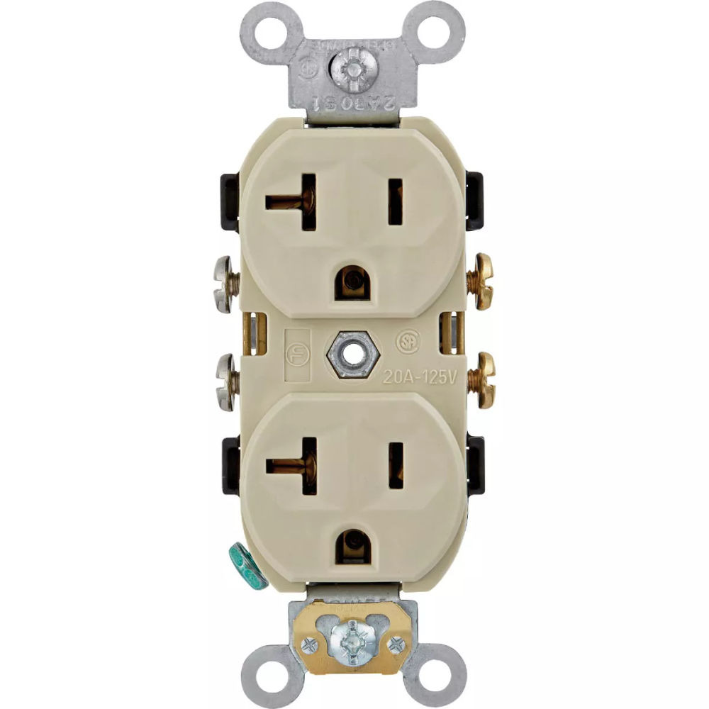 Leviton 20A Ivory Commercial Grade 5-20R Combination Side Back Wire ...