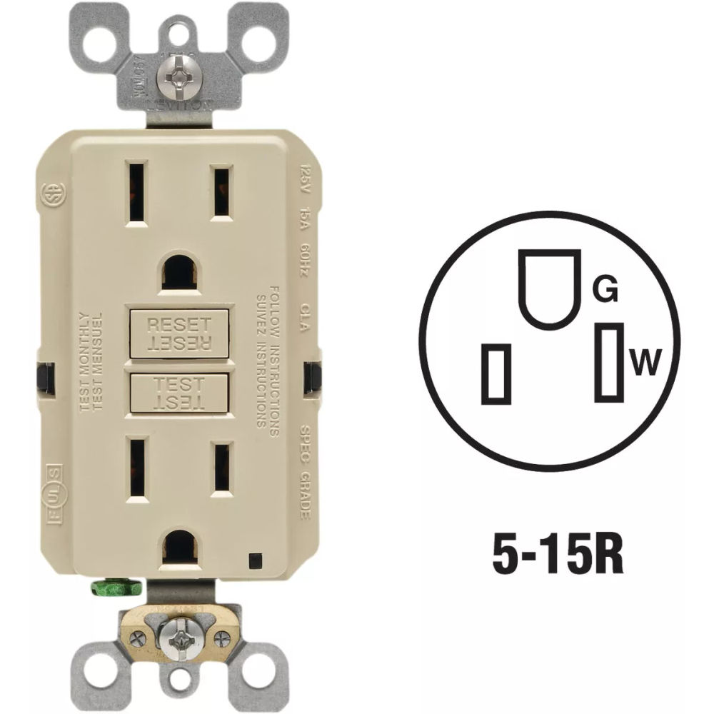 Leviton SmartlockPro Self-Test 15A Ivory Residential Grade Rounded ...