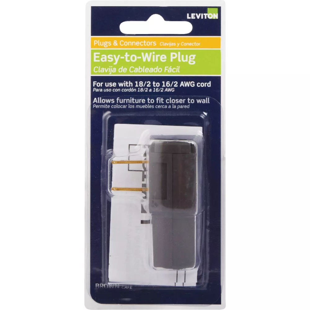 Leviton 15A 125V 2-Wire 2-Pole Easy Wire Cord Plug, Brown at S.W ...