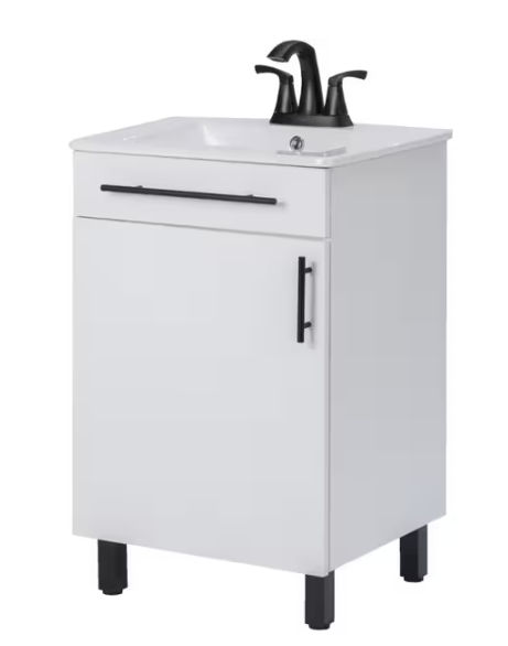CHELINI 21" W x 18" D Apartment Vanity with Vitreous China Top - Single ...