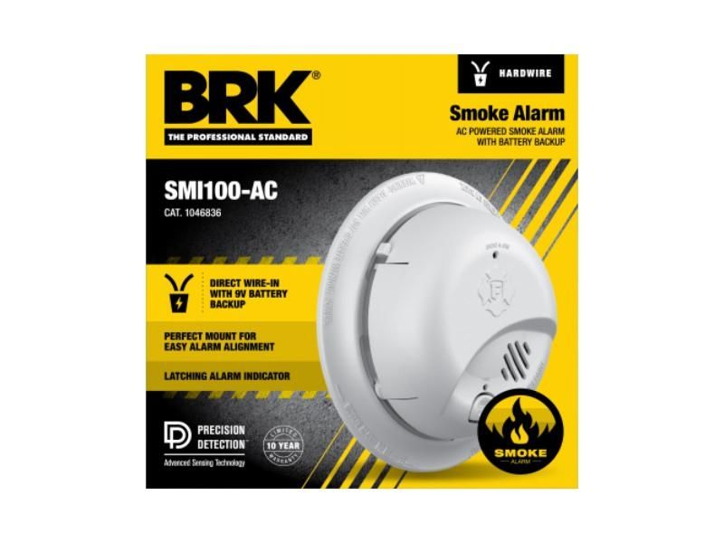 Smoke Alarm Ac/Dc Ionization Sensor Direct Wire-In With Battery Backup ...