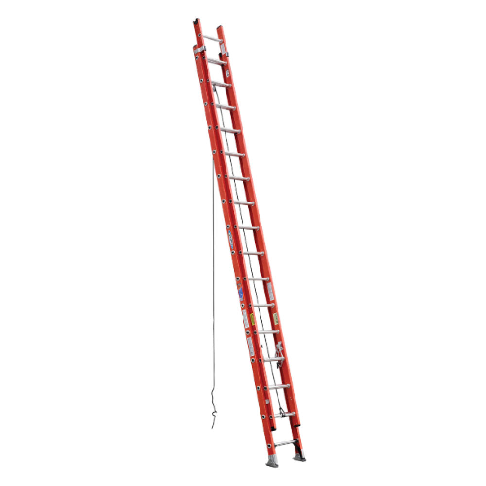 Werner 28 ft. Orange Fiberglass Extension Ladder 300 lbs. Type IA at ...