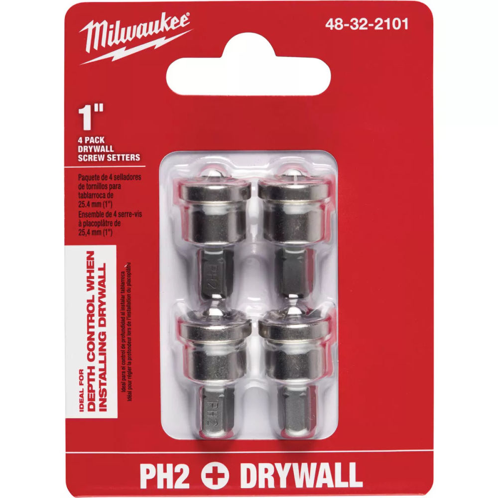 Milwaukee #2 Phillips Insert 1/4" Hex Drywall Dimpler Screw Setter (4 ...