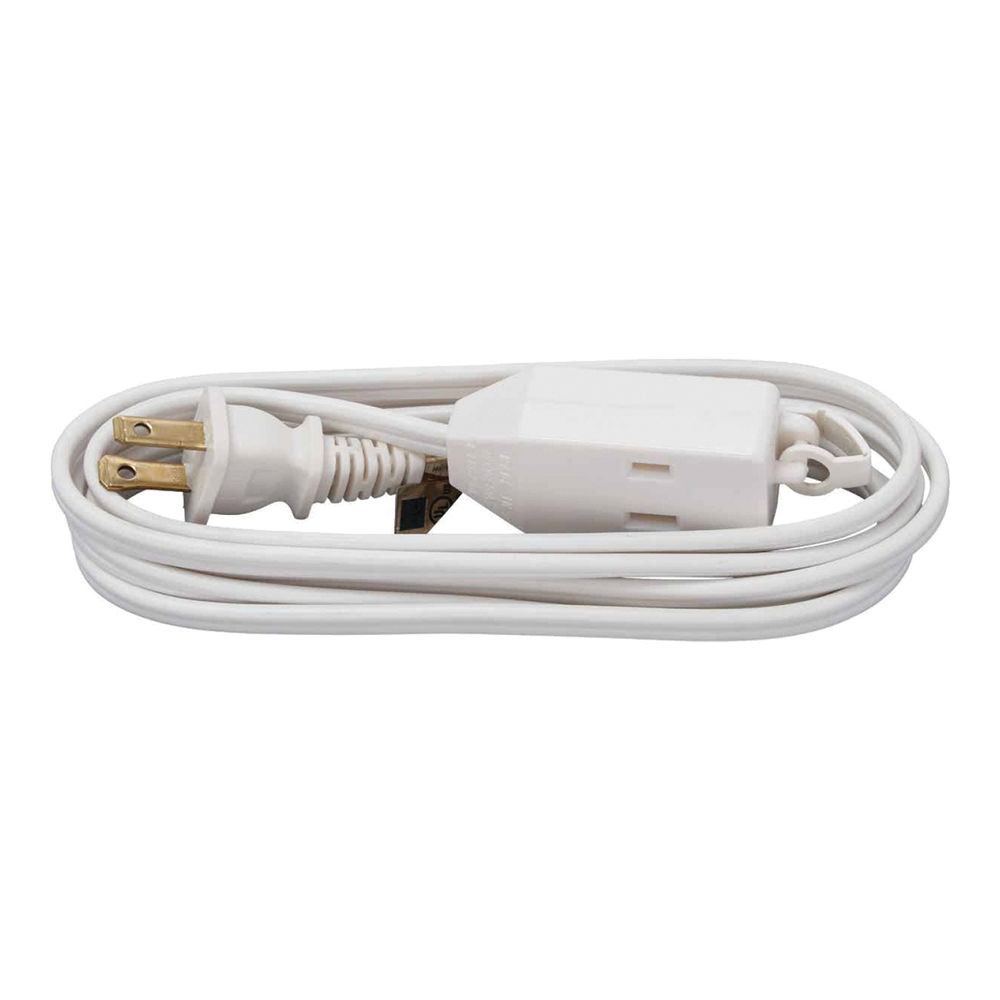 Extension Cord, 16/2 AWG Cable, 6 ft L, 13 A, 125 V, White at HPM ...