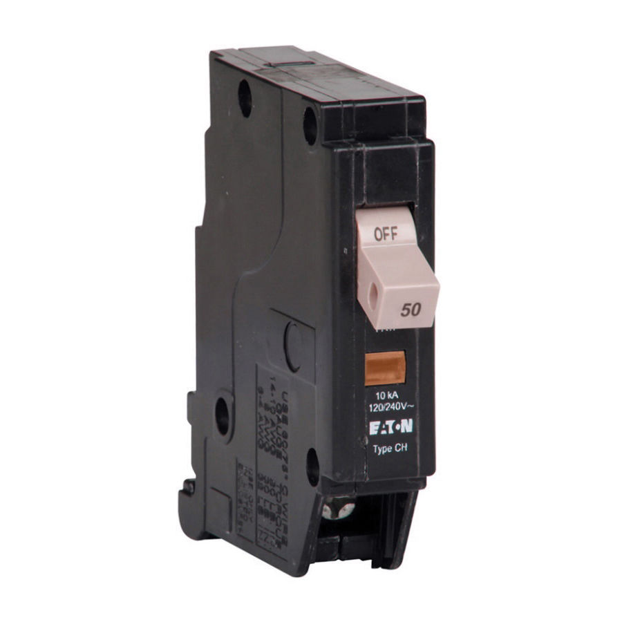 Circuit Breaker, Thermal Magnetic, Type CH, 50 A, 1-Pole, 120/240 V ...