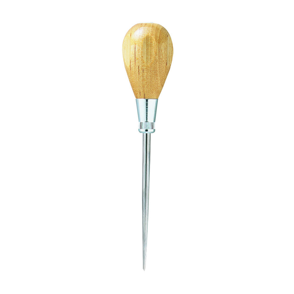 Scratch Awl, 3-1/2 in L Shank, 6-1/2 in OAL, Fluted Handle, Hardwood ...