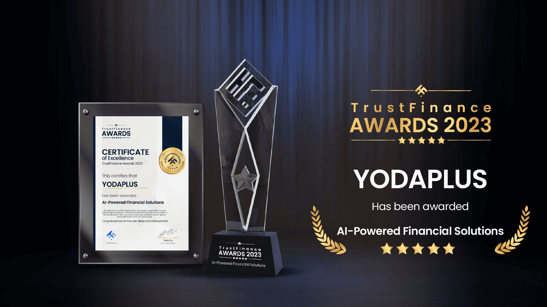Yodaplus Wins AI-Powered Financial Solutions Award at TrustFinance Awards 2023