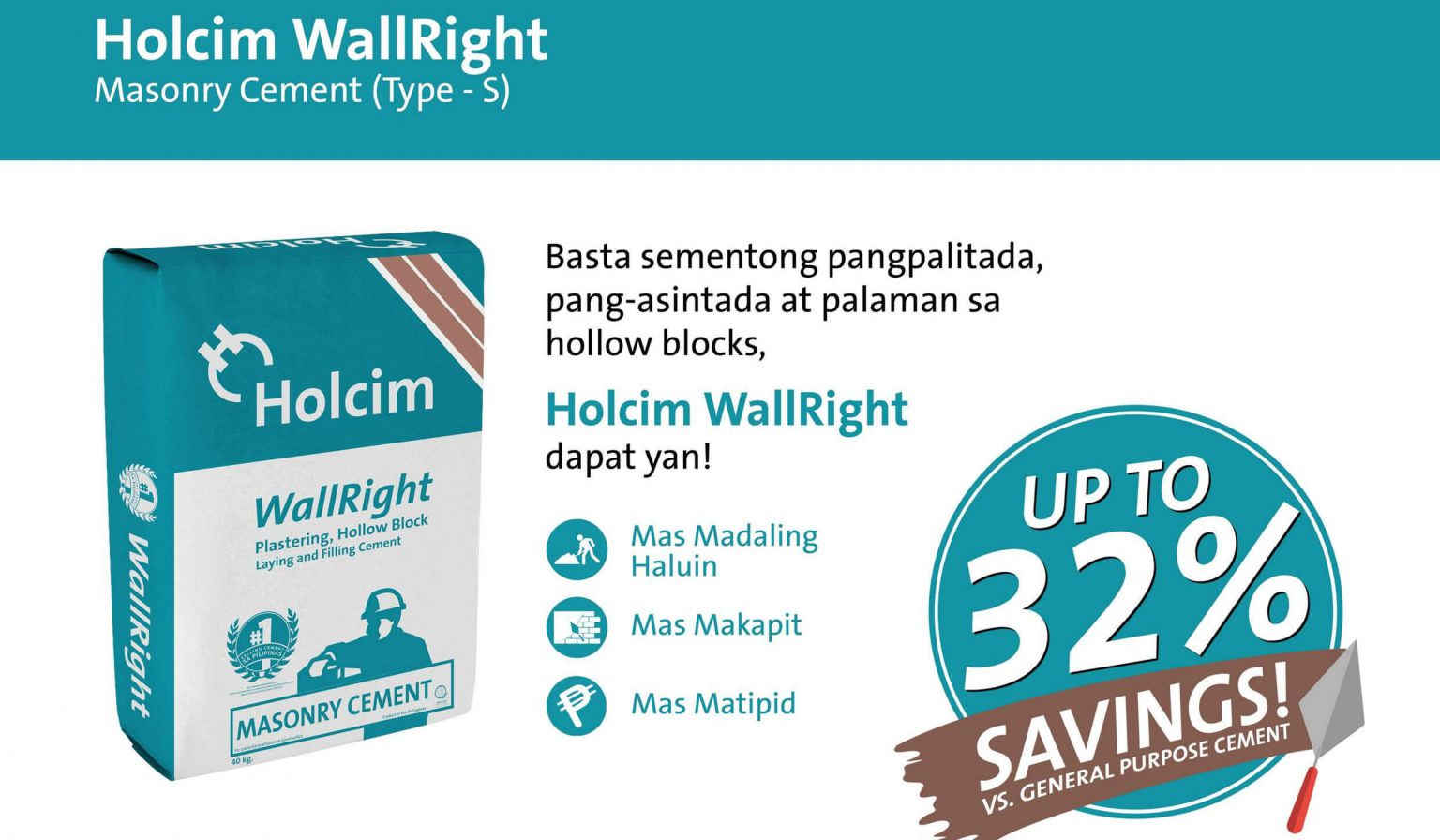Holcim Wallright (40kg) - Tacloban Ultrasteel Corporation
