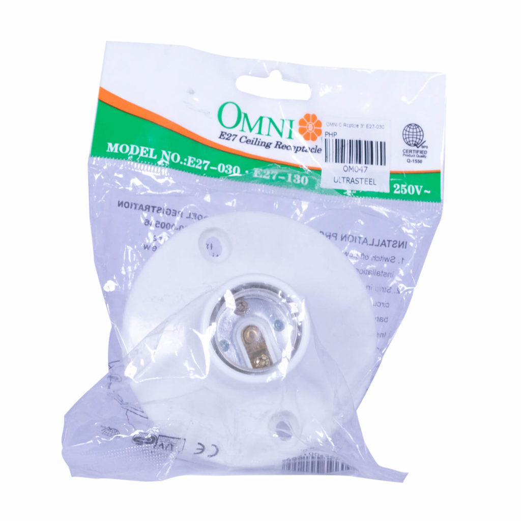 Ceiling Receptacle 3" White (E27-030) - Tacloban Ultrasteel Corporation