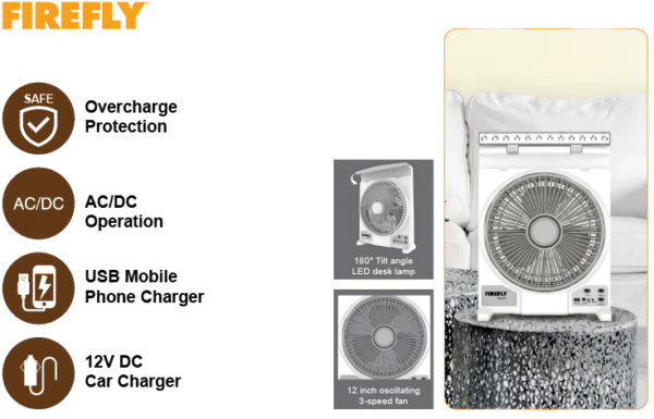 Firefly FEL617 12-Led Deskfan 12'' Oscillating 3-Speed - Tacloban ...