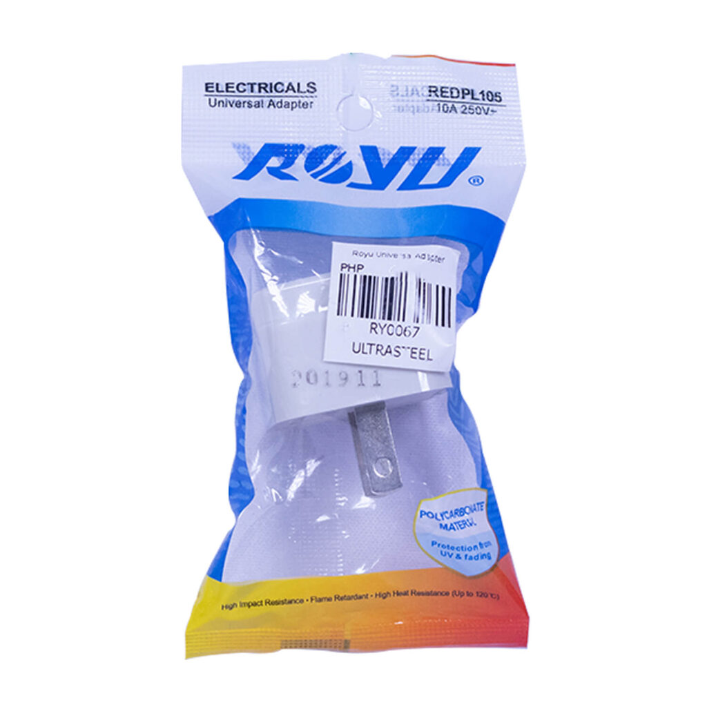 Royu Universal Adapter White 10A REDPL105 - Tacloban Ultrasteel Corporation