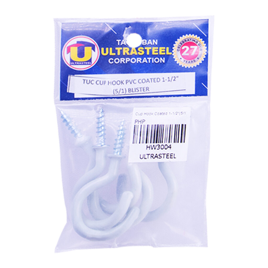 Cup Hook PVC Coated 1-1/2" (5/1) Blister - Tacloban Ultrasteel Corporation