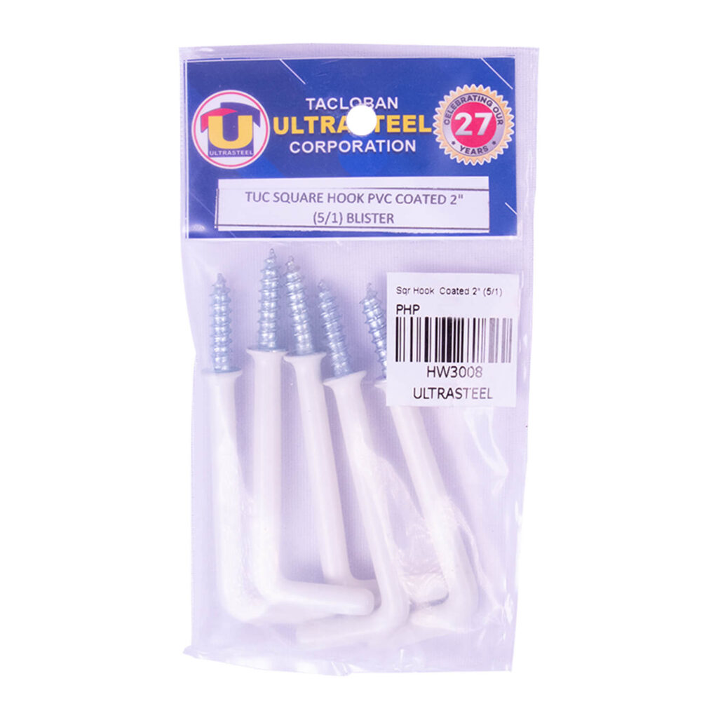 Sqaure Hook PVC Coated 2" (5/1) Blister - Tacloban Ultrasteel Corporation