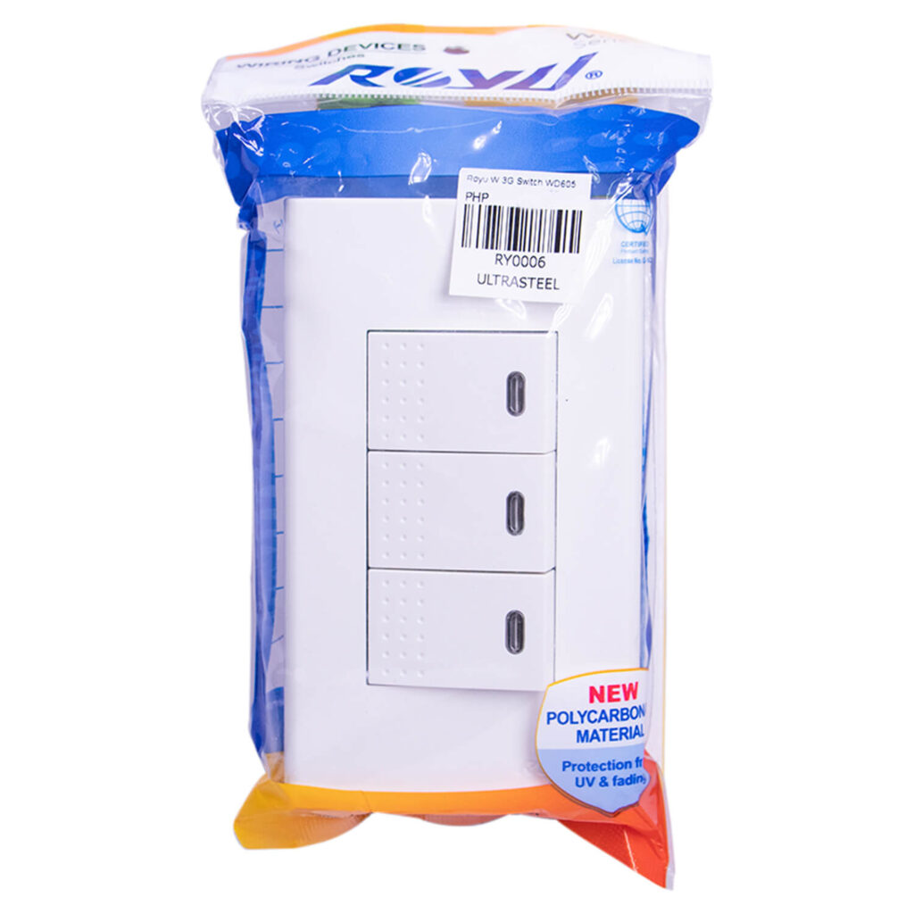Royu Wide 3 Gang Switch With LED Set WD605 - Tacloban Ultrasteel ...