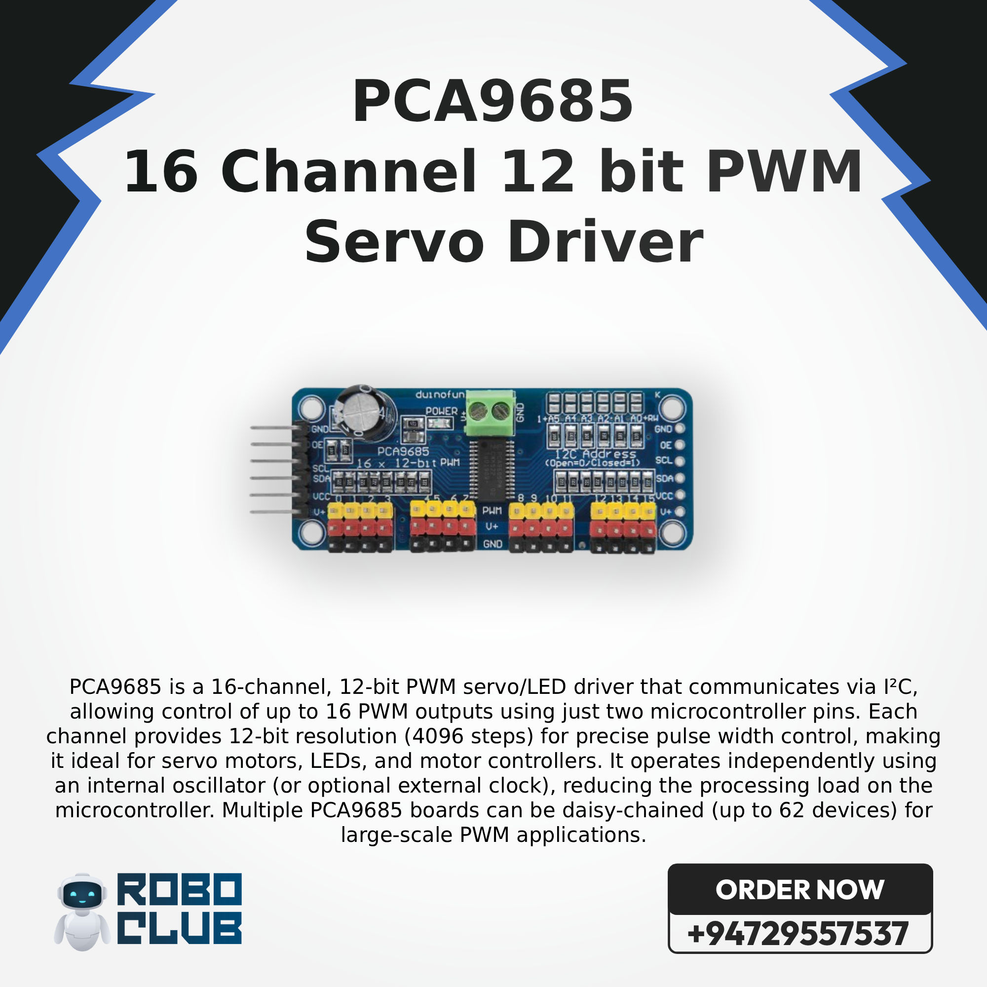 PCA9685 16 Channel 12 Bit PWM Servo Driver Price in Sri Lanka | LKR 900 ...