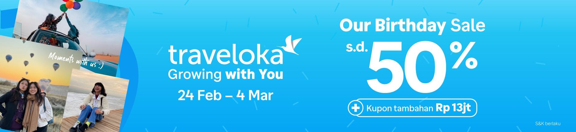 Promo Traveloka Birthday Diskon s.d. 50%