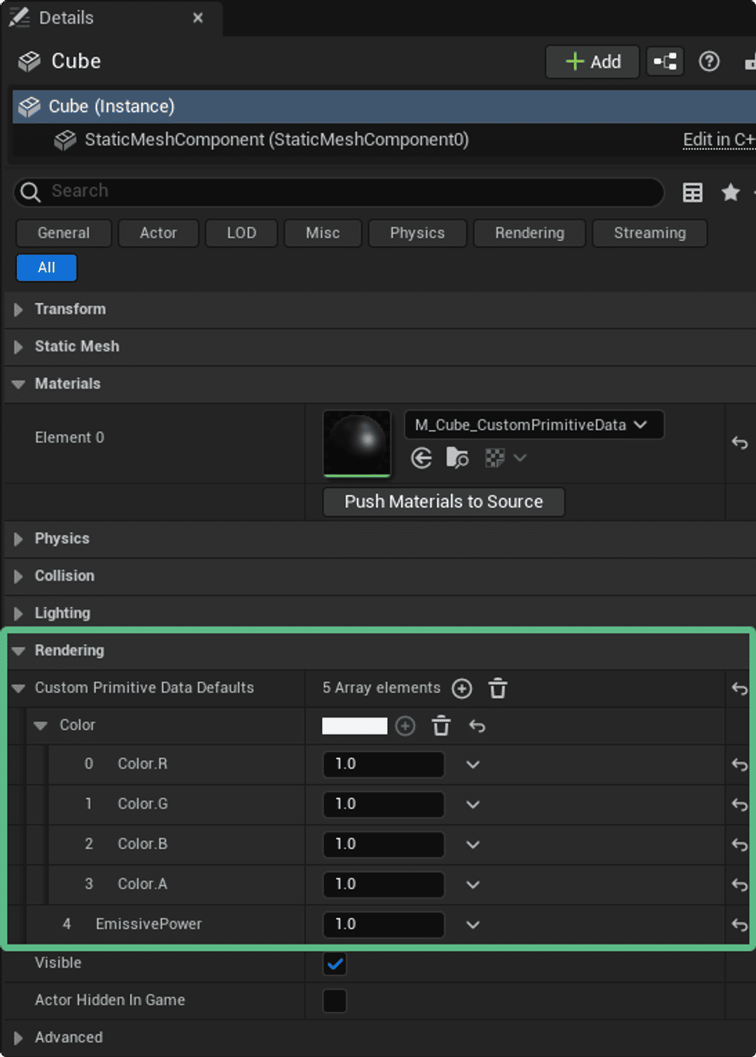 UE Tip: Custom Primitive Data