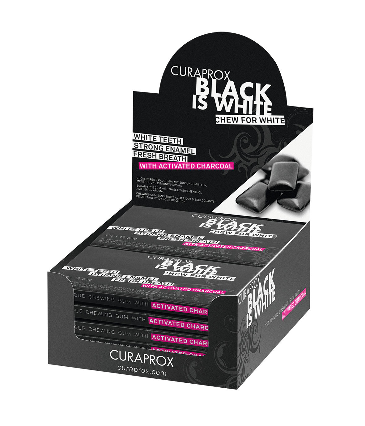 Curaprox Black Is White To Go Chewing Gum Sleeve/Blister - Tradehouse