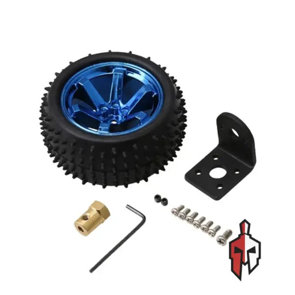 85mm Rubber Wheel with Mounting Bracket and 6mm Coupling - Alphatronic
