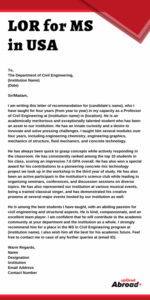 LOR for MS in USA: Tips & Samples