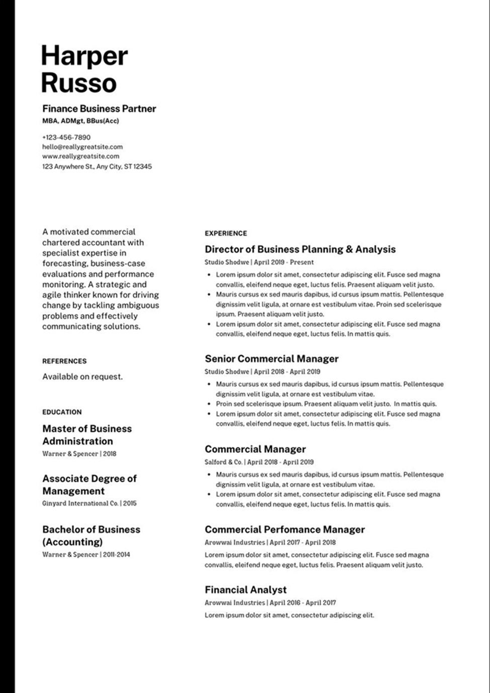 Mba Admissions Resume Sample