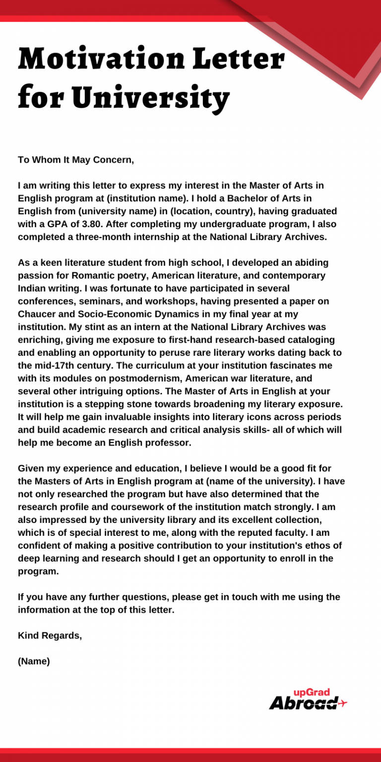 Letter of Motivation | Motivation Letter Sample, Format Etc.