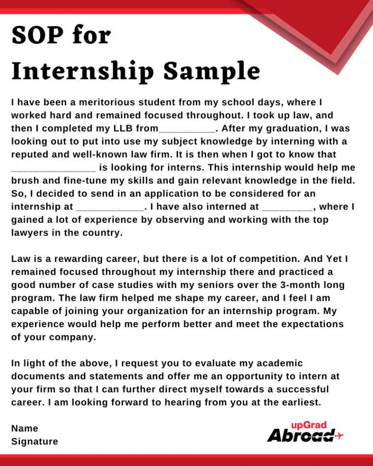 Statement of Purpose for Internsip | SOP for Internship