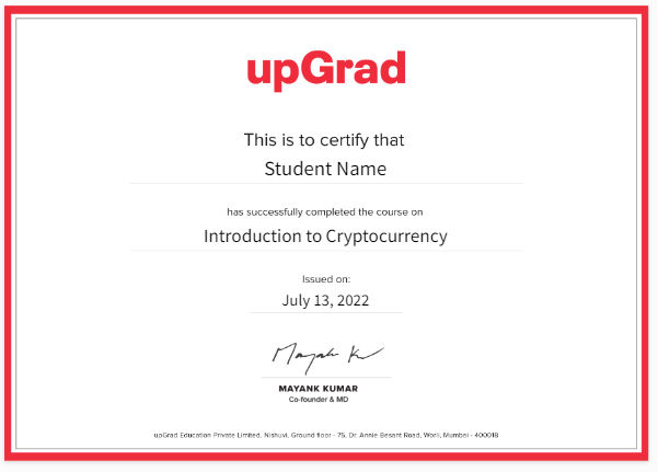 Introduction to Cryptocurrency | upGrad Free Course