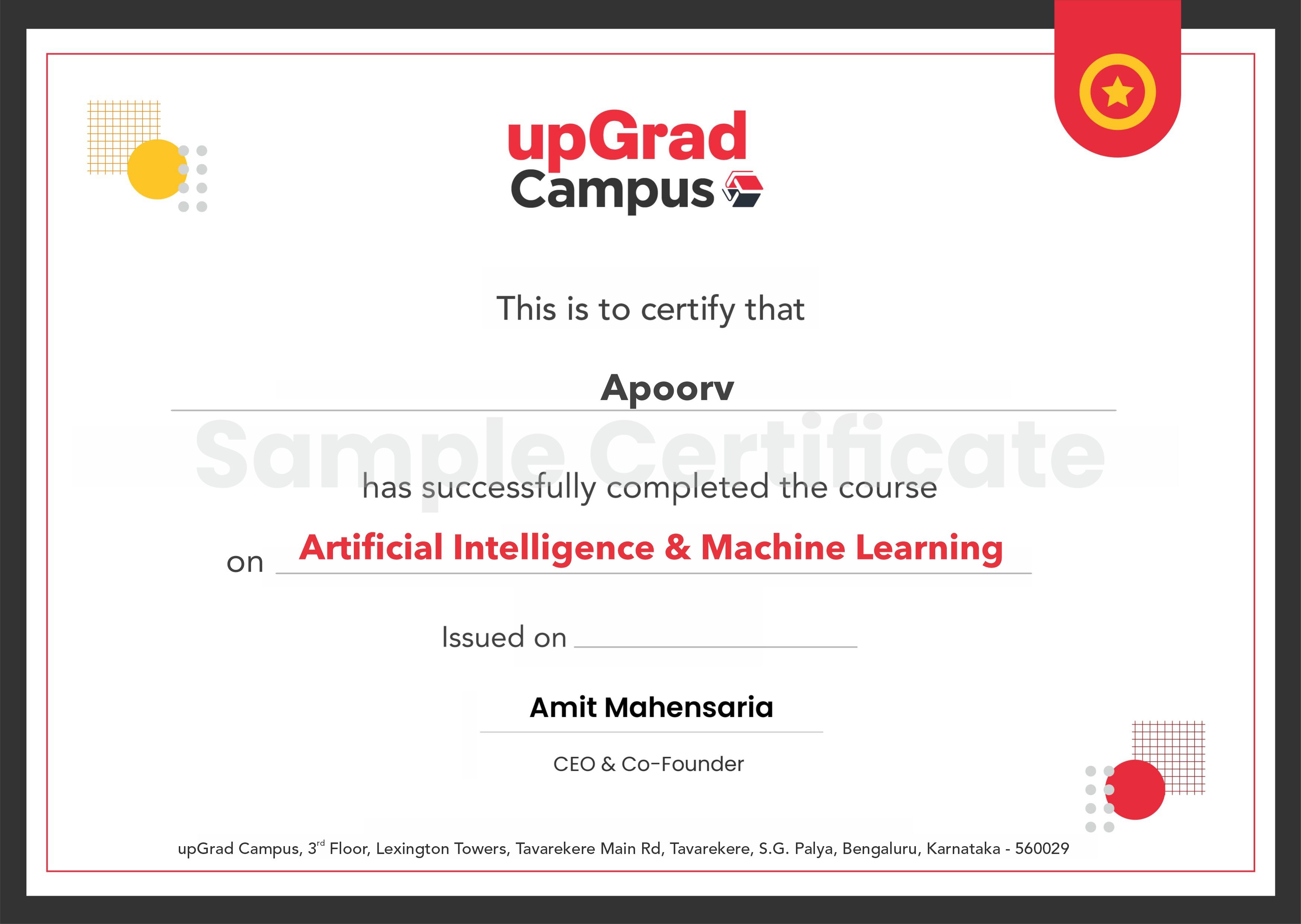 Certification Program in Artificial Intelligence & Machine Learning from GGU | upGrad