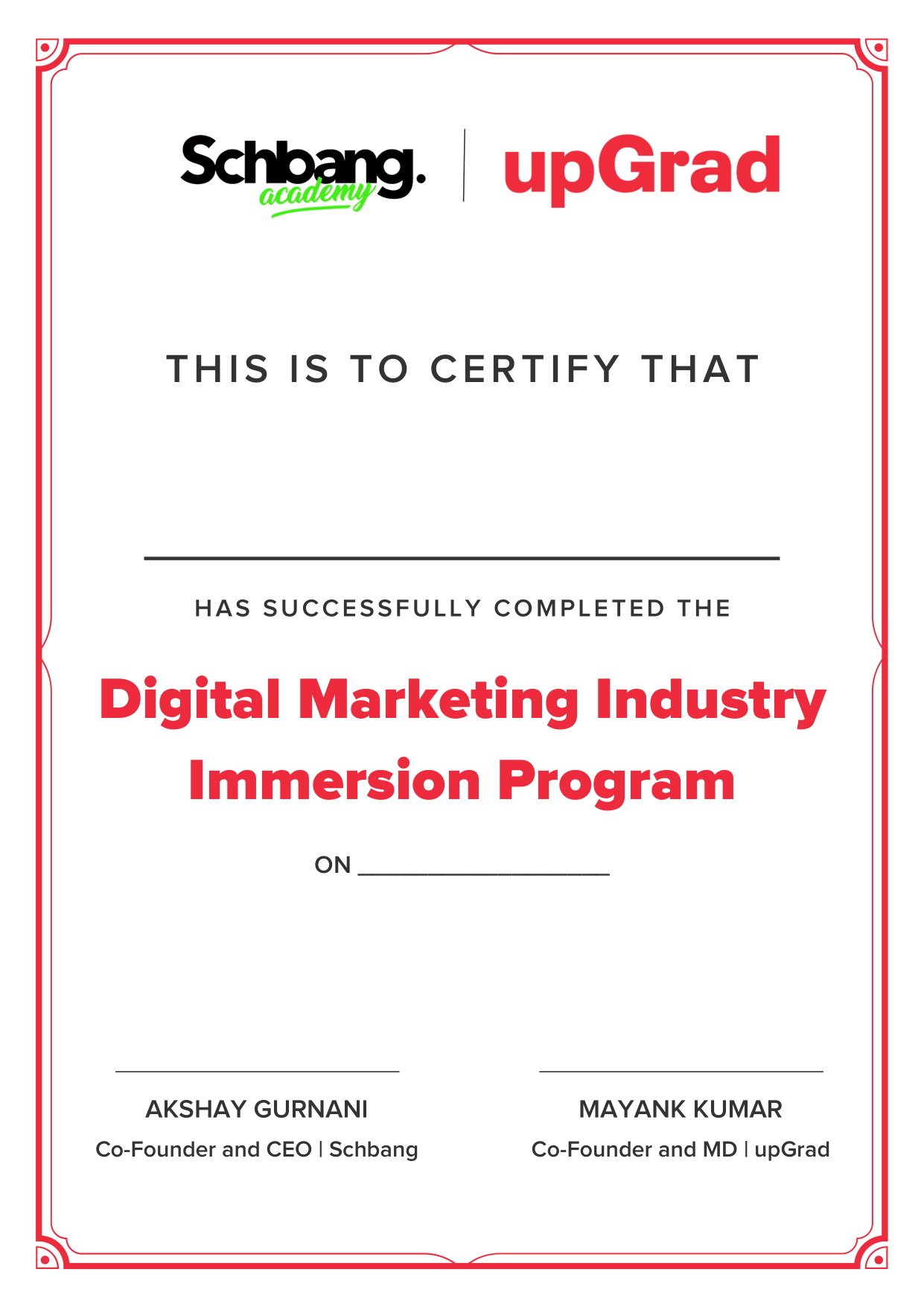 Digital Marketing Industry Immersion Program