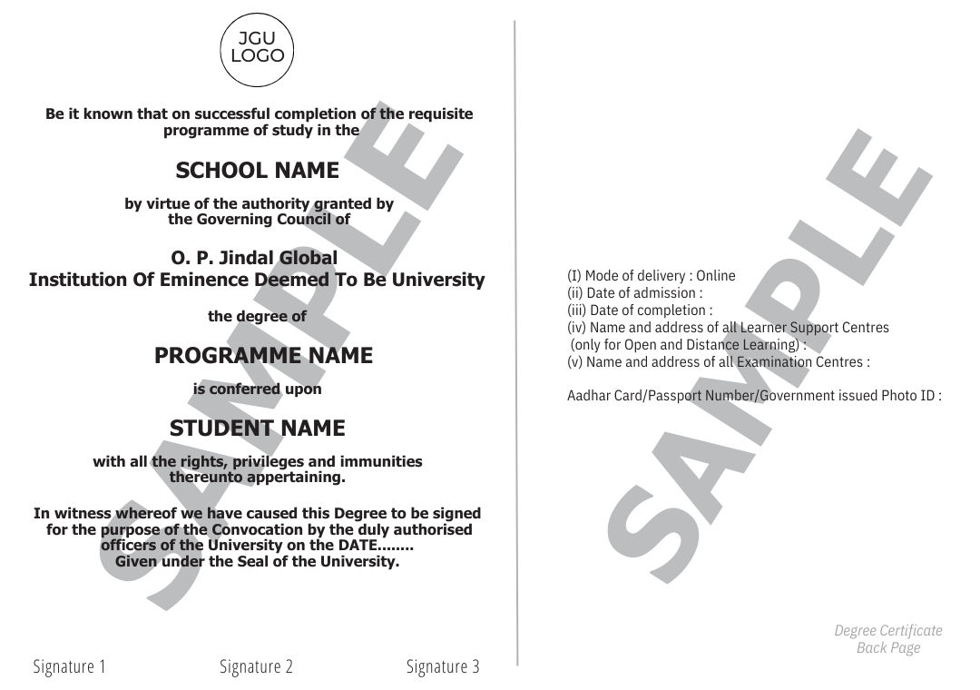 Masters of Business Administration (MBA) from OPJ Global University ...