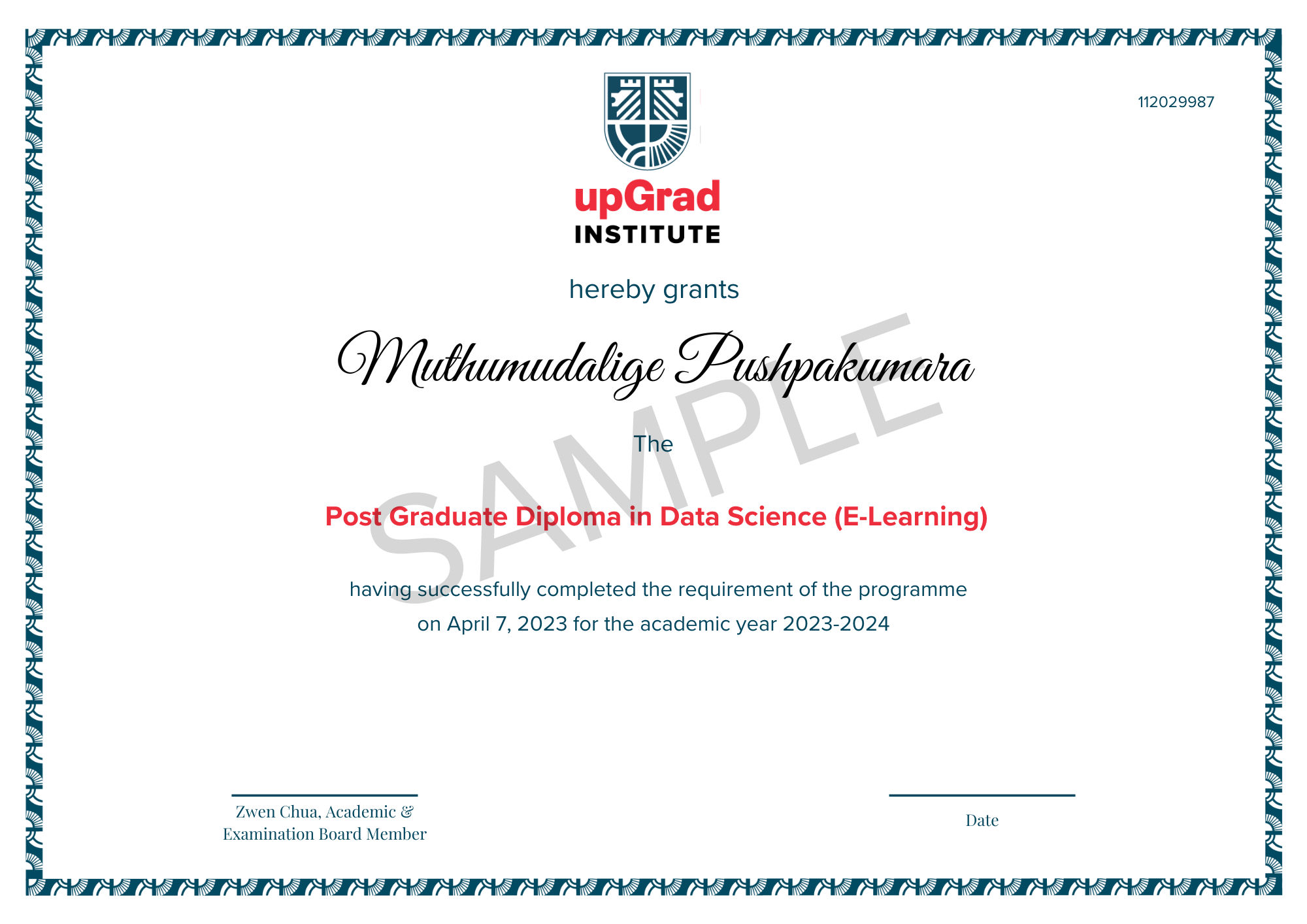 Post Graduate Diploma in Data Science by upGrad Institute