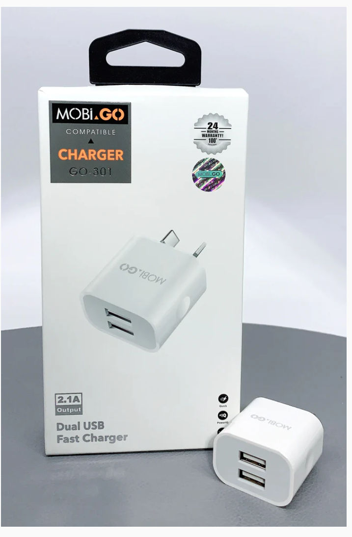 Mobigo Dual USB Fast Home Charger for IPHONE and Samsung