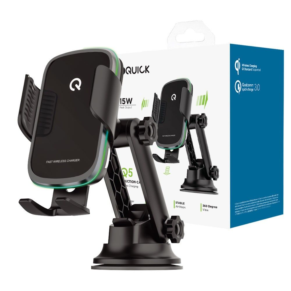 iQuick 15W Wireless Charging Car Holder Round Gradient Light