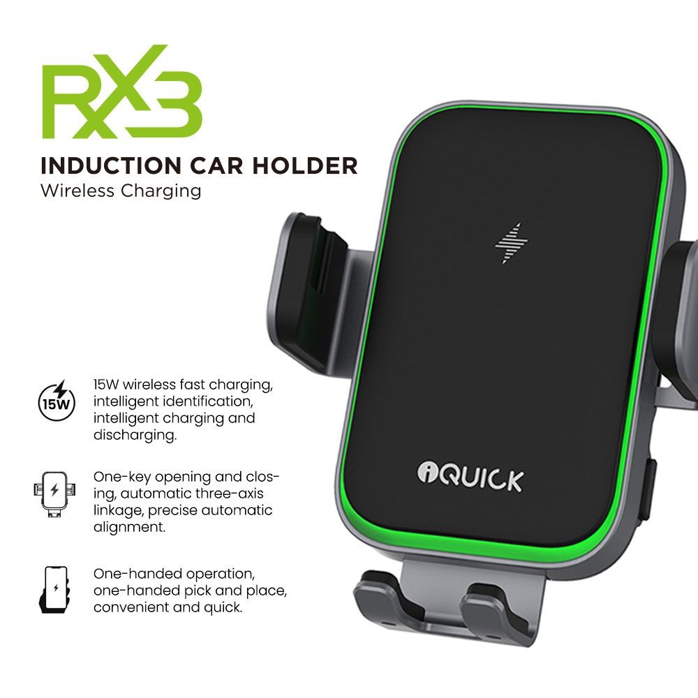 iQuick RX3 15W Wireless Charging Induction Car Holder