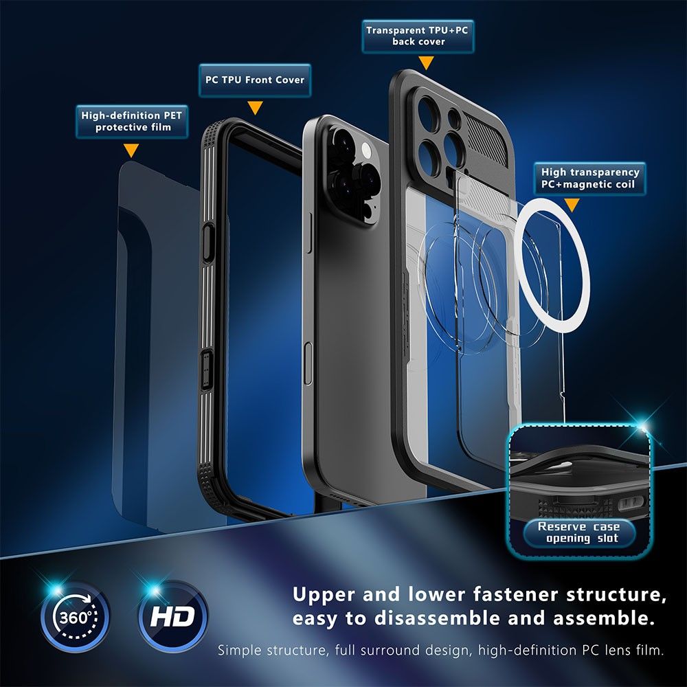 IP68 Waterproof Case for iPhone 16 Pro Max with Mag Safe