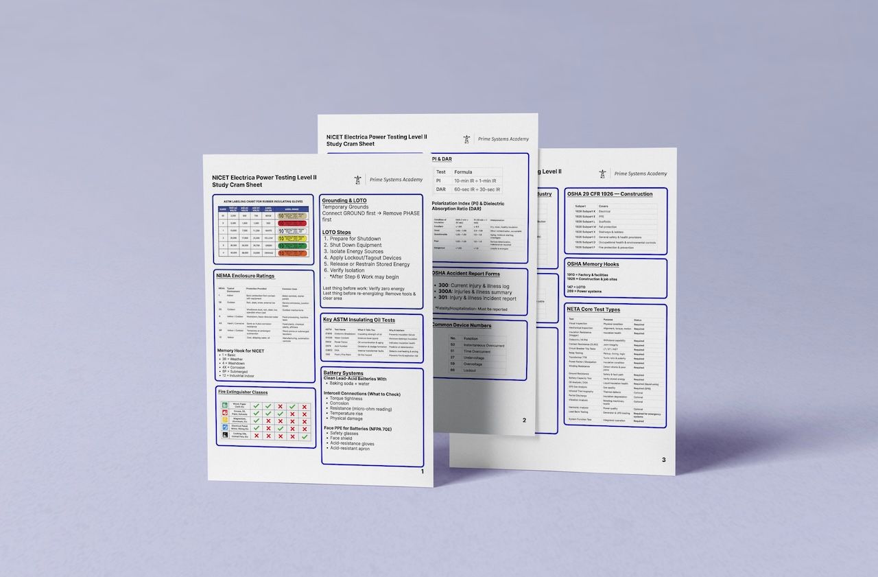 Free NICET II Cram Sheet - Prime Systems Academy