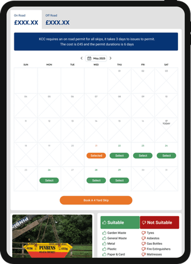 Pinden Skip Hire | 24/7 Online Booking System by Ecce