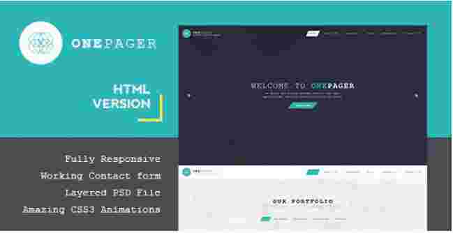 Onepager - Responsive One Page HTML Template Free Download