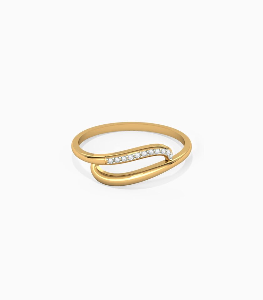 18k Gold Diamond Curve Ring Band | Varudai Jewelry