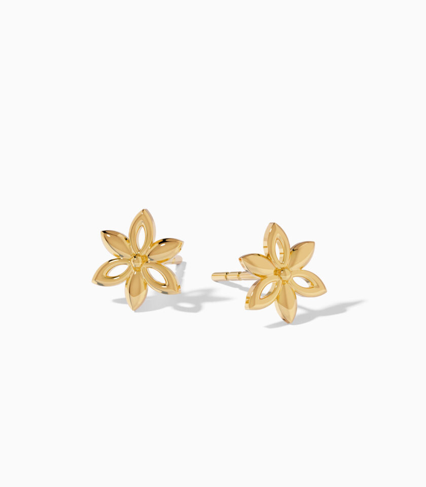 18k Gold Floral Stud Earrings | Varudai Jewelry