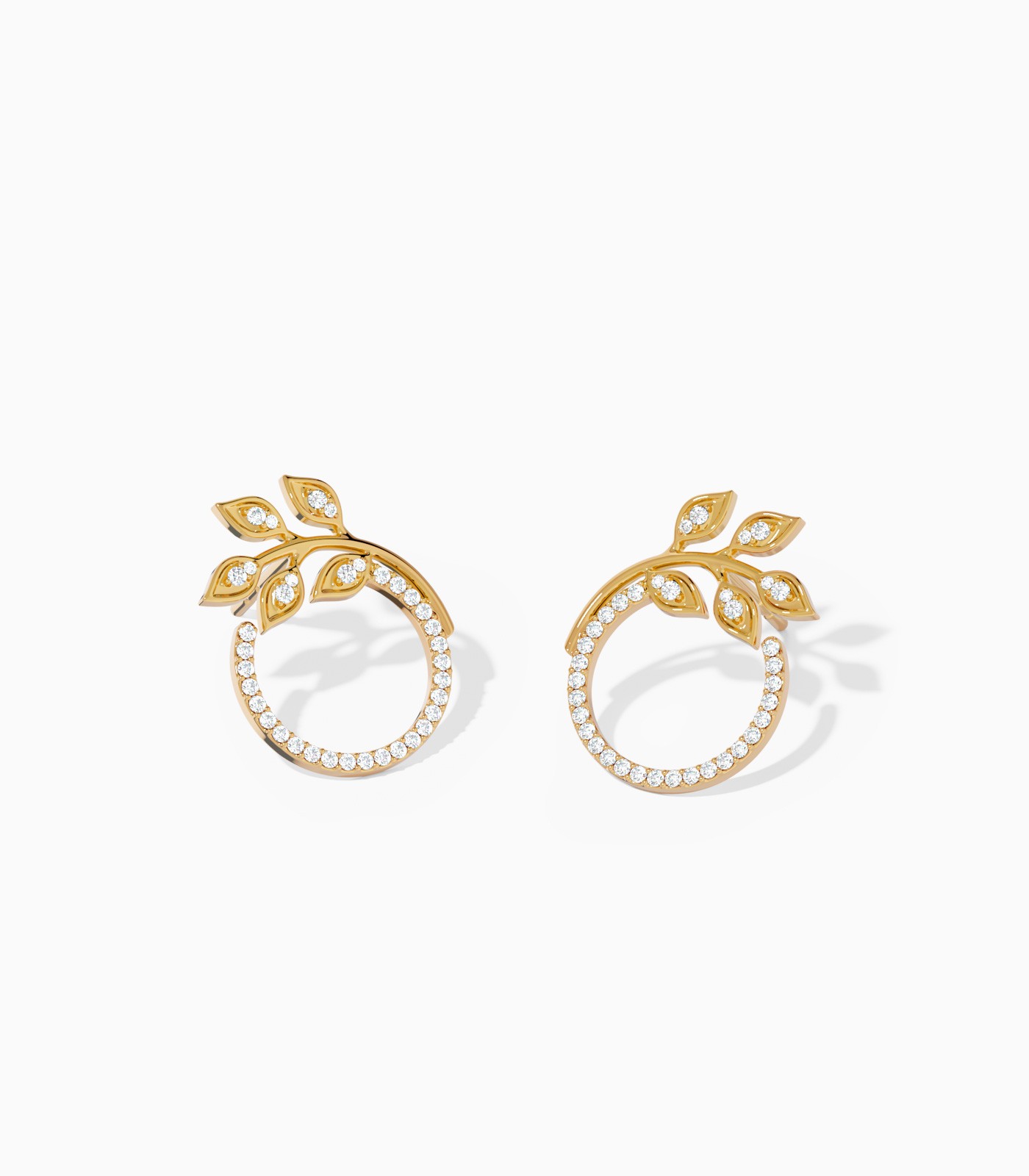 Leafy Circle Diamond Earrings | Varudai Jewelry