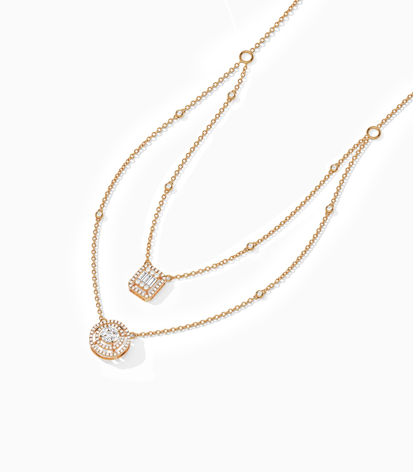 Double Layered Geometric Diamond Pendant | Varudai Jewelry