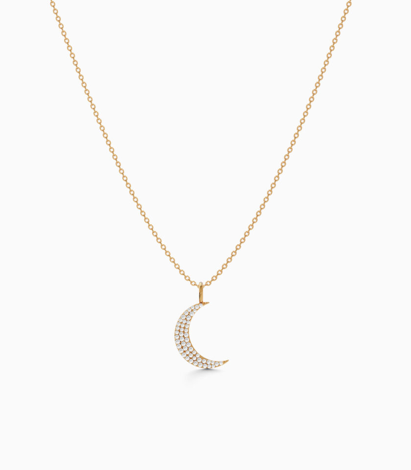 Diamond Crescent Moon Pendant | Varudai Jewelry