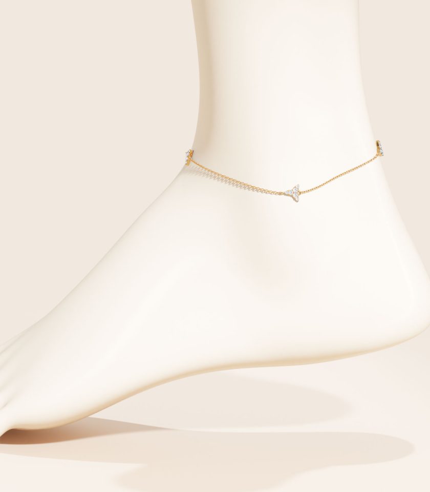 Minimal Diamond Anklet In 18k Gold | Varudai Jewelry