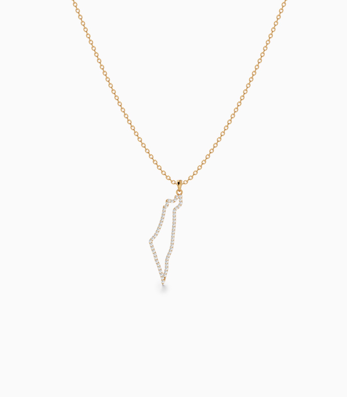 Palestine Map Necklace Gold With Diamonds | 18K Gold Pendant