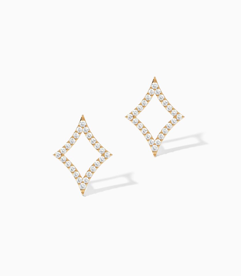 Kite Angular Diamond Stud Earrings | Varudai Jewelry