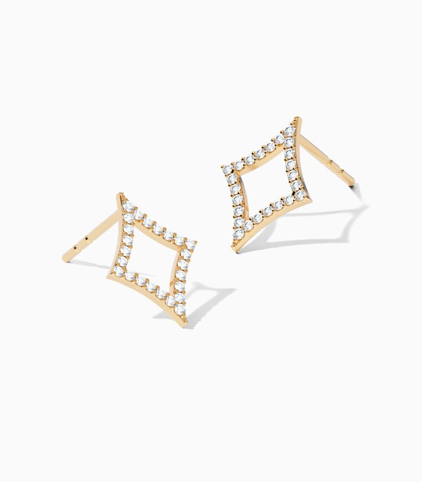 Kite Angular Diamond Stud Earrings | Varudai Jewelry