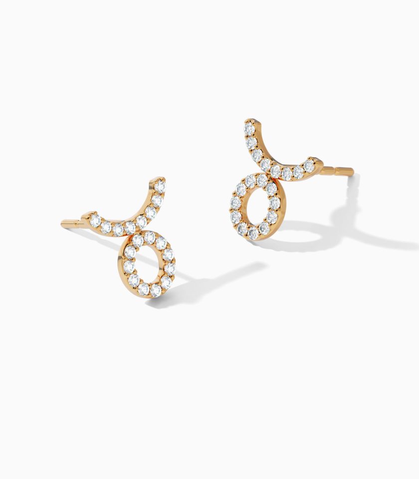Taurus Zodiac Sign Earrings With Diamonds | Varudai Jewelry