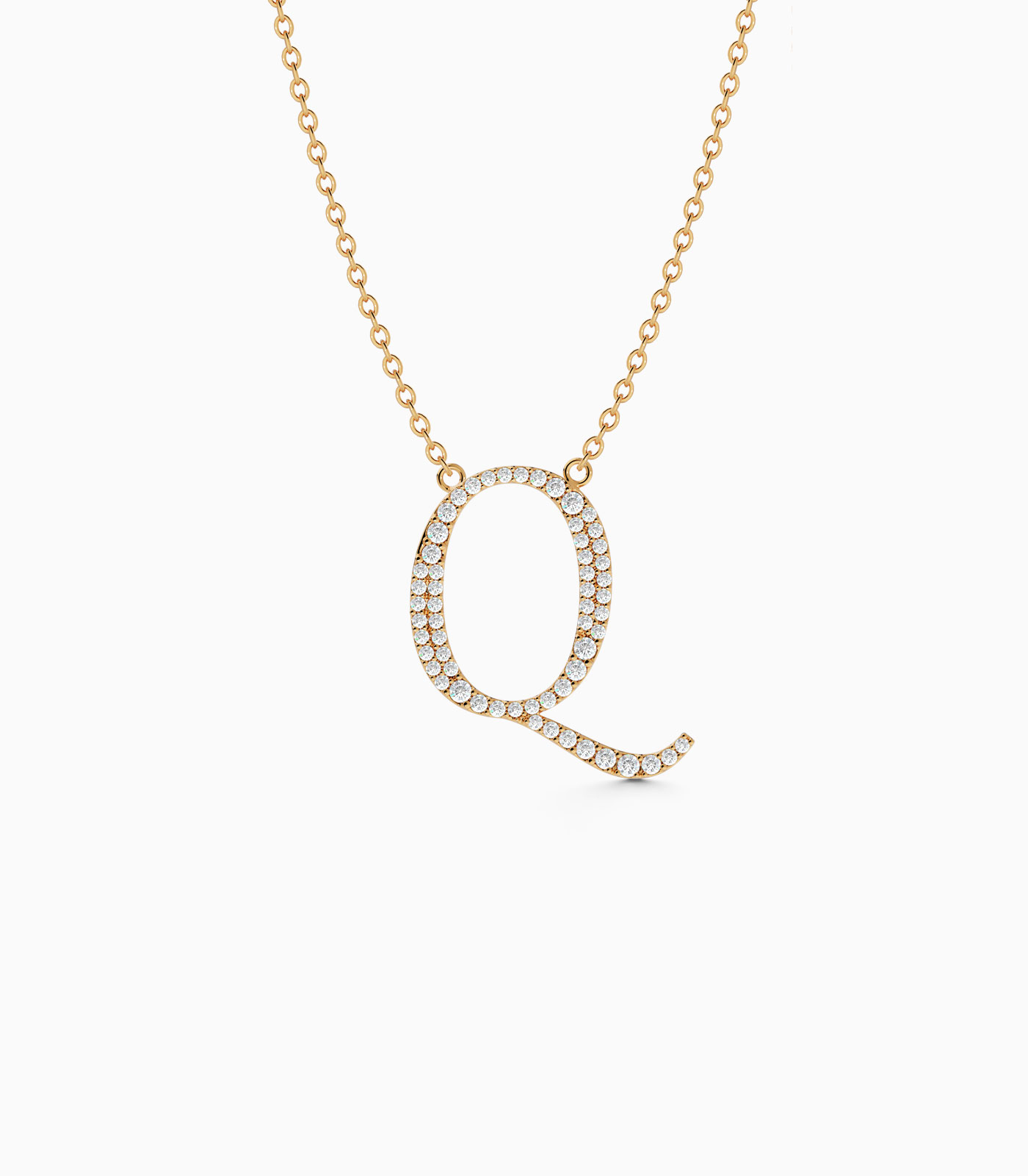 Initial Q Necklace In Gold And Diamonds | Varudai Jewelry